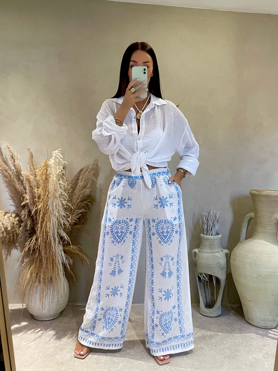 PATHOS BLUE WIDE LEG TROUSERS – Empowa Clothing